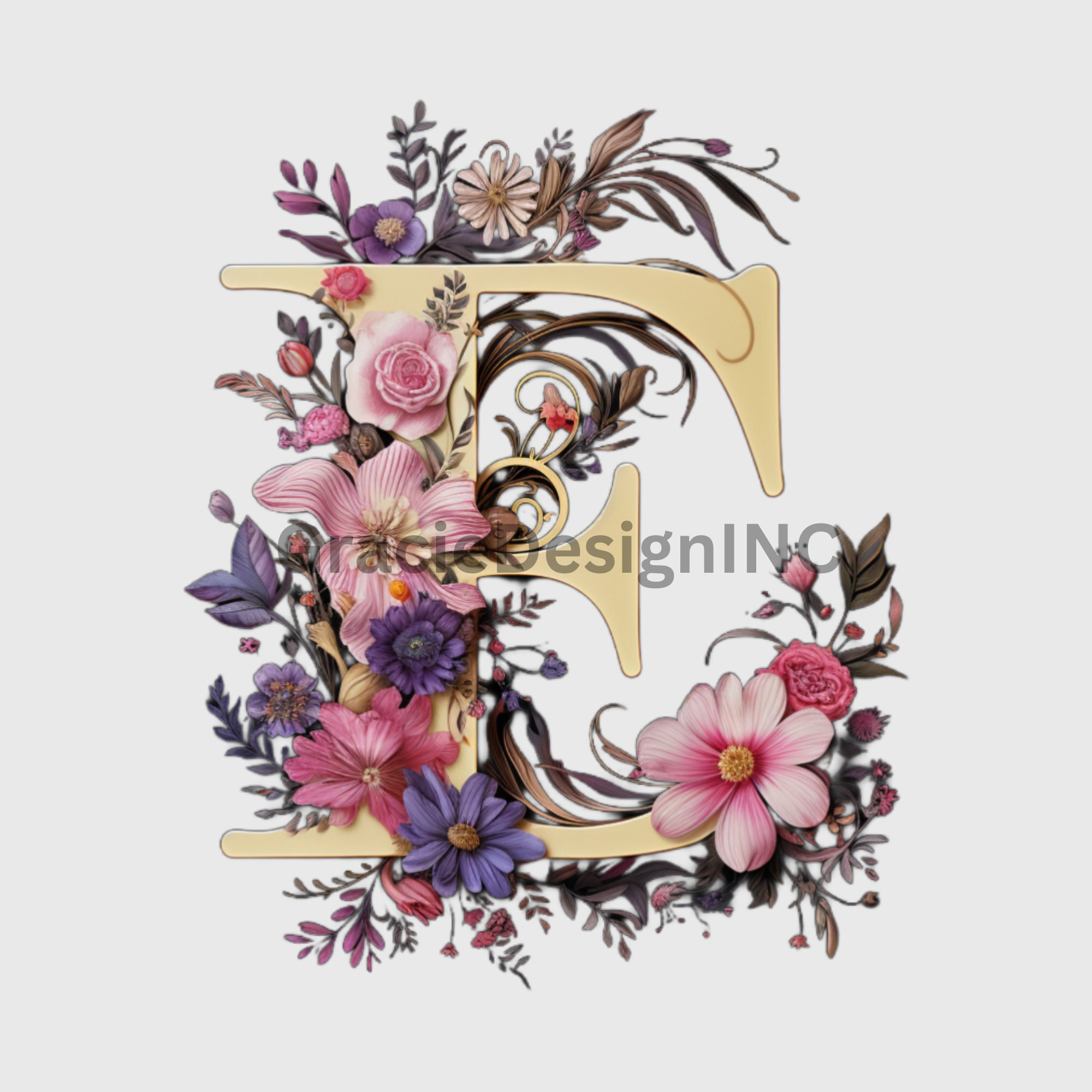 Monogrammed Floral Letter "e" Clip Art Bundle/alphabet Clip Art/png ...