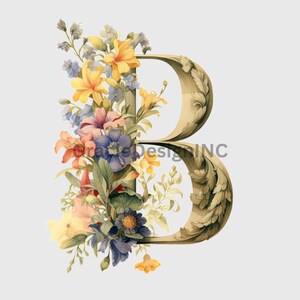 Monogrammed Floral Letter "b" Clip Art Bundle/alphabet Clip Art/png ...