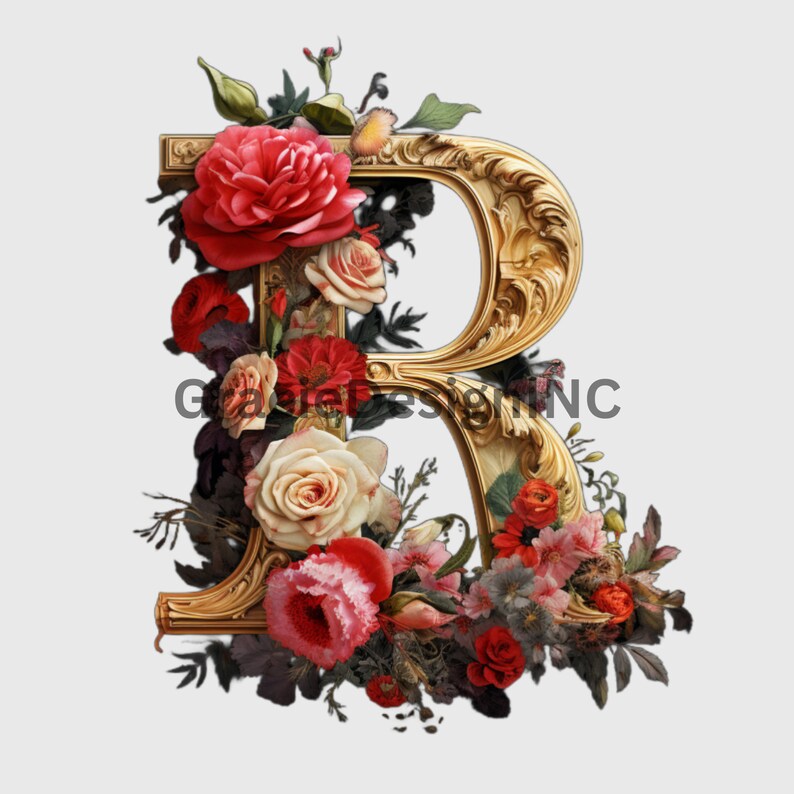 Monogrammed Floral Letter r Clip Art - Etsy