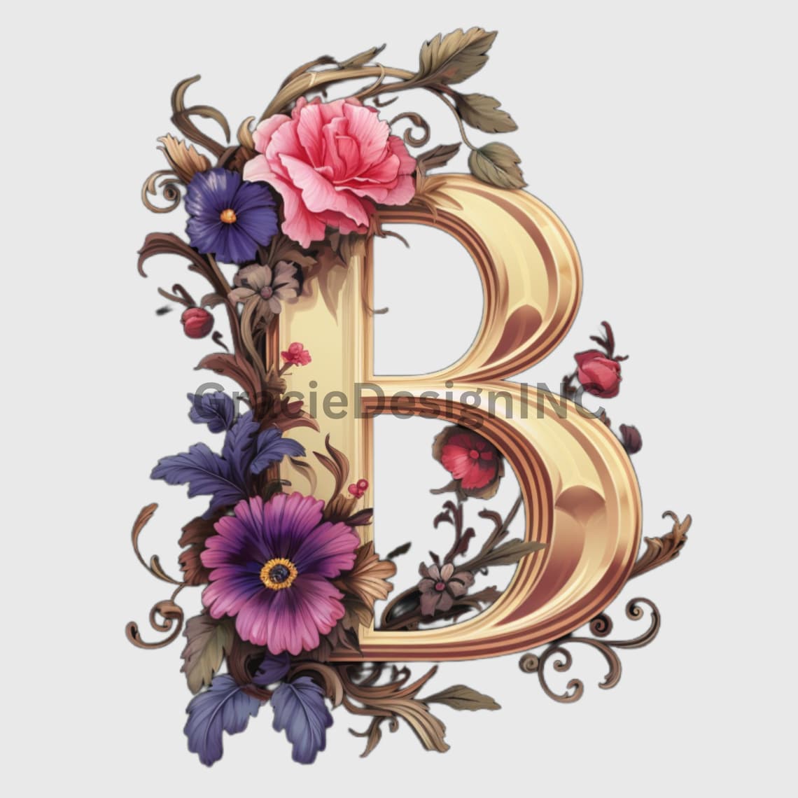 Monogrammed Floral Letter "b" Clip Art Bundle/alphabet Clip Art/png ...