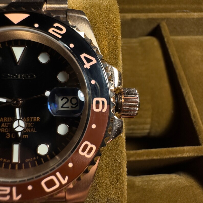 SEIKO Rose Gold Custom GMT Master Rootbeer Rotating Sapphire Glass Luminous Face - Etsy