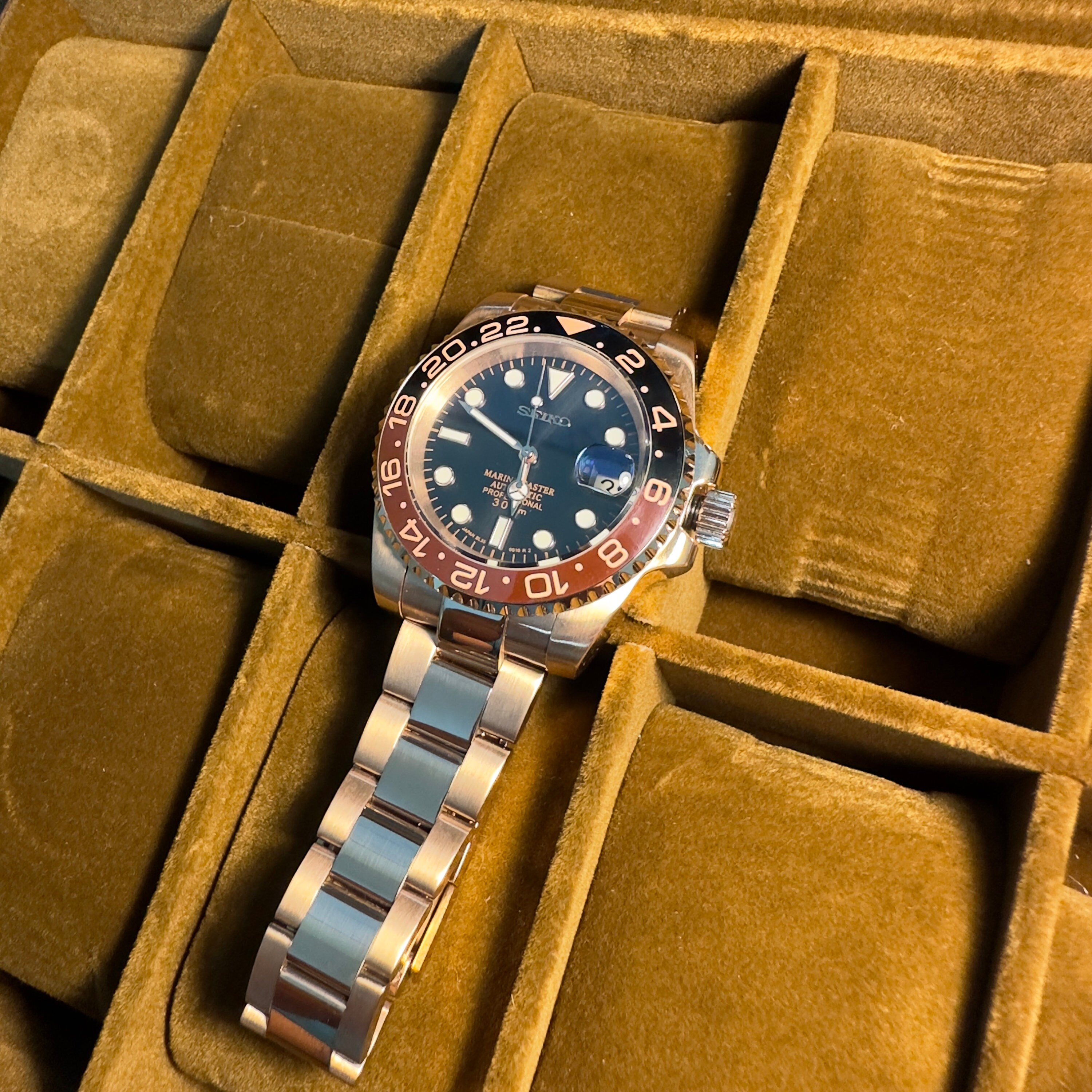 SEIKO Rose Gold Custom GMT Master Rootbeer Rotating Sapphire Glass Luminous Face - Etsy