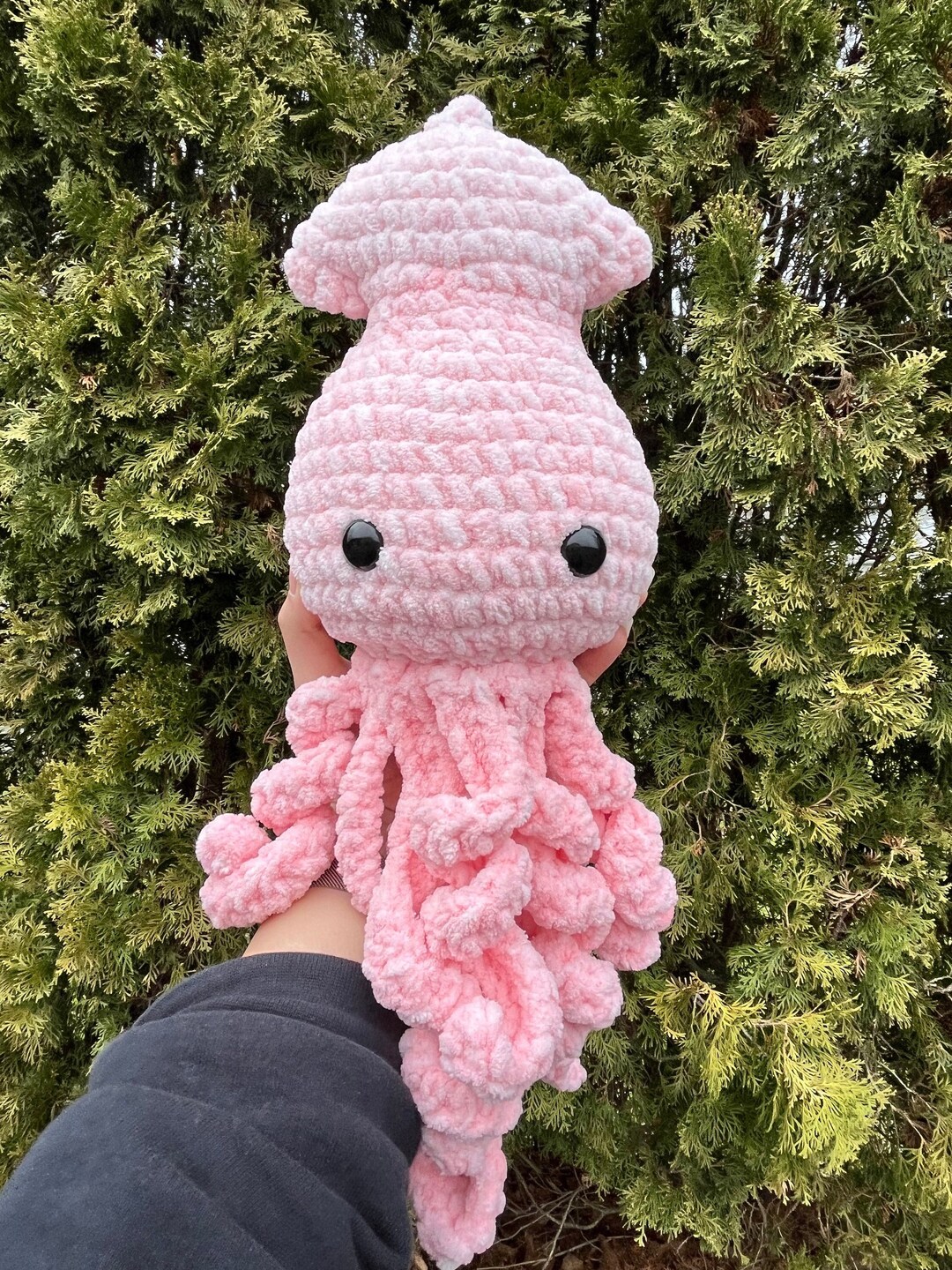 Crochet Pink Ombre Squid Plushie Handmade Stuffed Animal Amigurumi ...