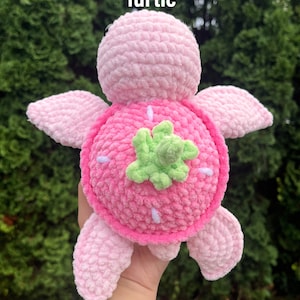 Crochet Strawberry Turtle Plushie Handmade Stuffed Animal Amigurumi ...