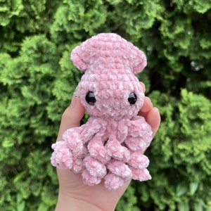 Crochet Mini Squid Plushie Handmade Stuffed Animal Amigurumi Plush ...