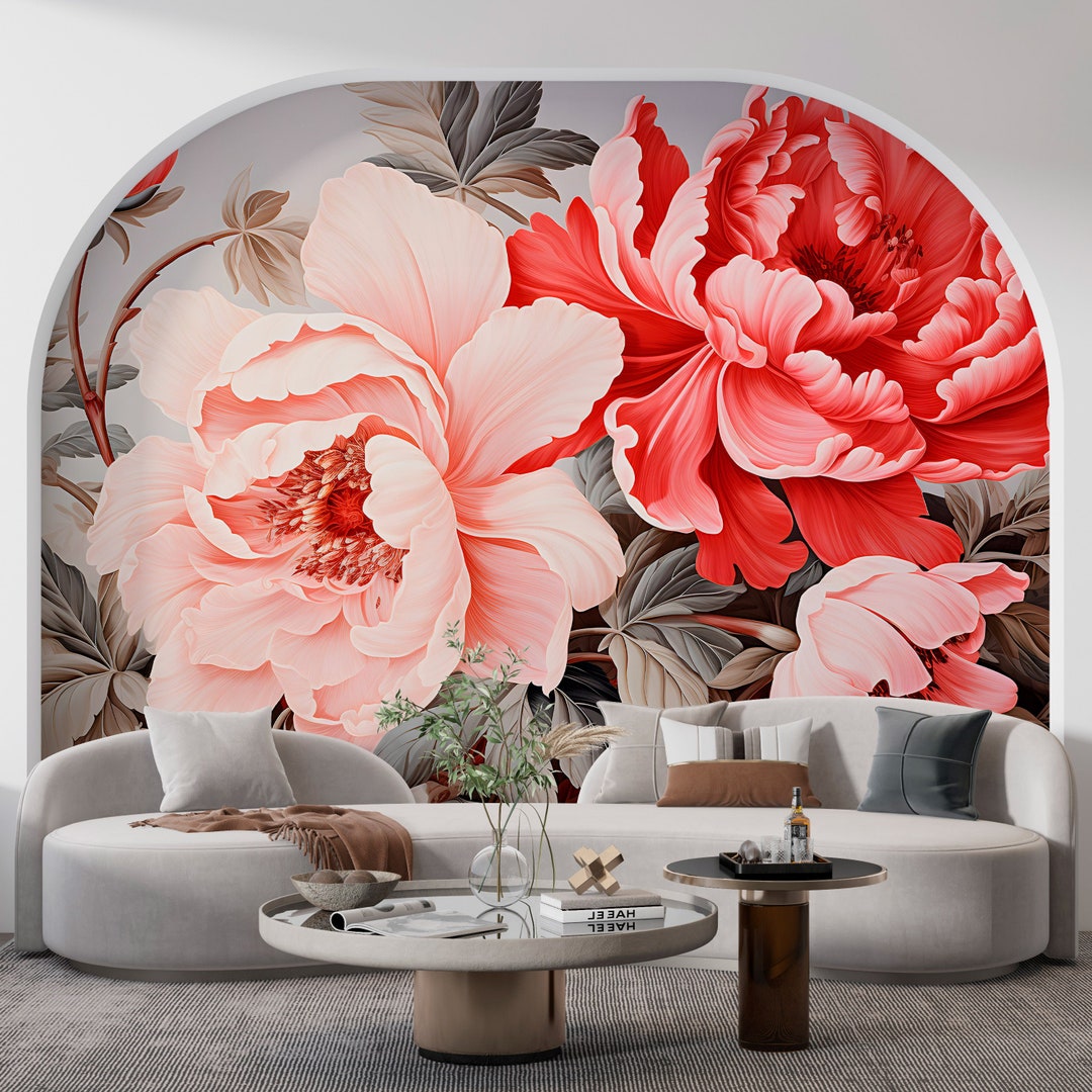 Pink Rose Mural Victorian Roses Wallpaper Bohemian Flowers - Etsy