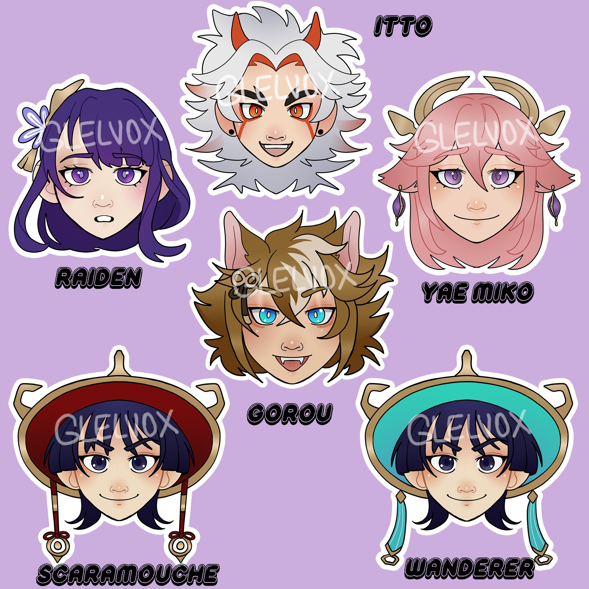 Genshin Impact Inazuma Stickers Yae Miko Raiden Shogun - Etsy