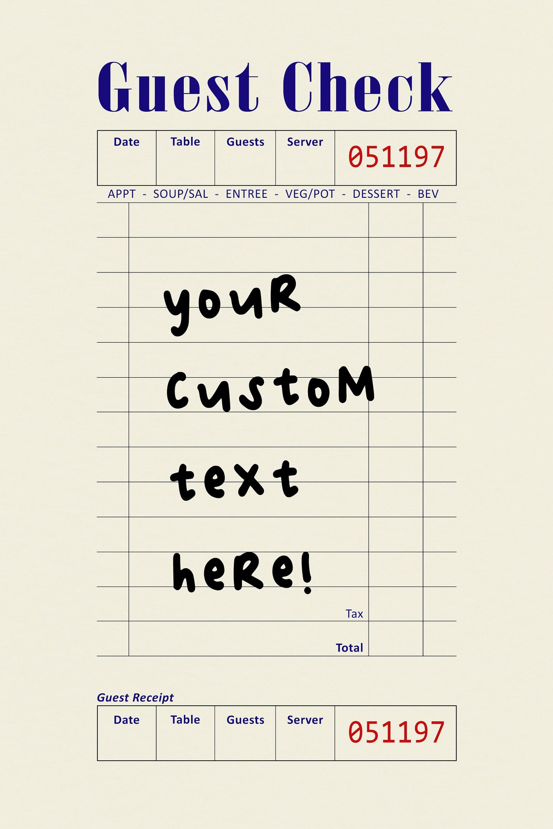 Guest Check Art Guest Check Wall Art - Etsy