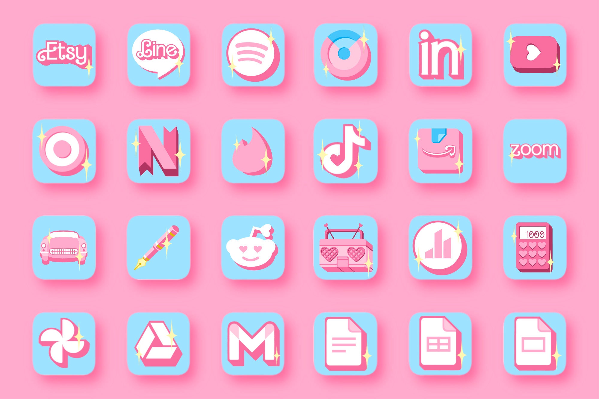 Hand Drawn Barbie Ios App Icon Pack - Etsy
