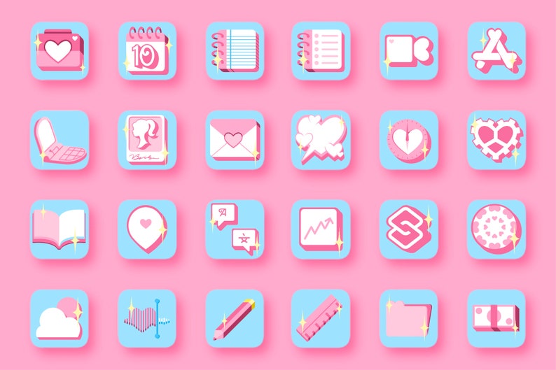 Hand Drawn Barbie Ios App Icon Pack - Etsy