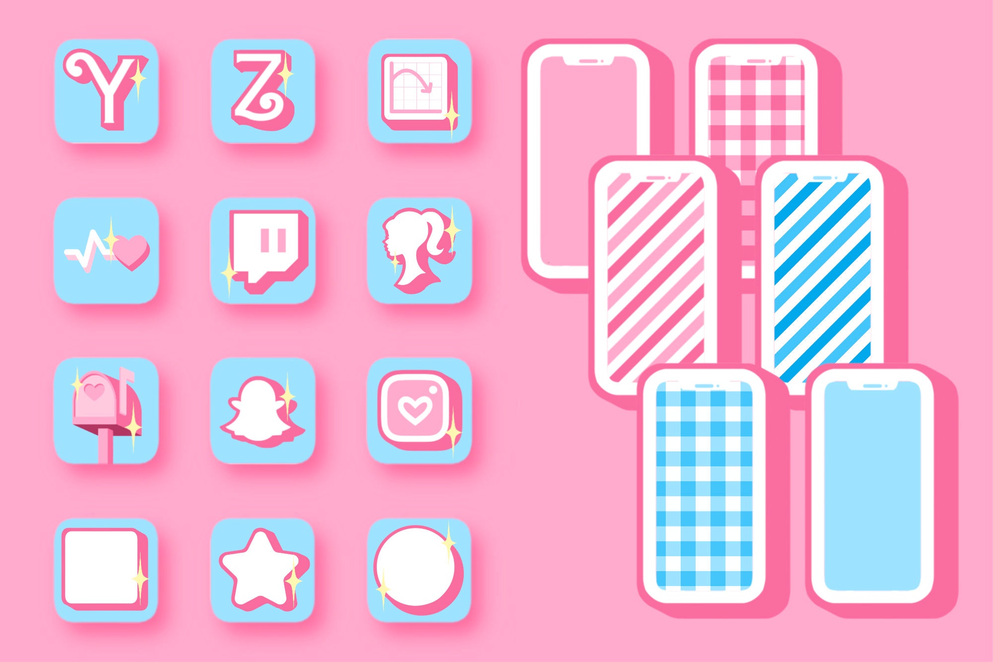 Hand Drawn Barbie Ios App Icon Pack - Etsy