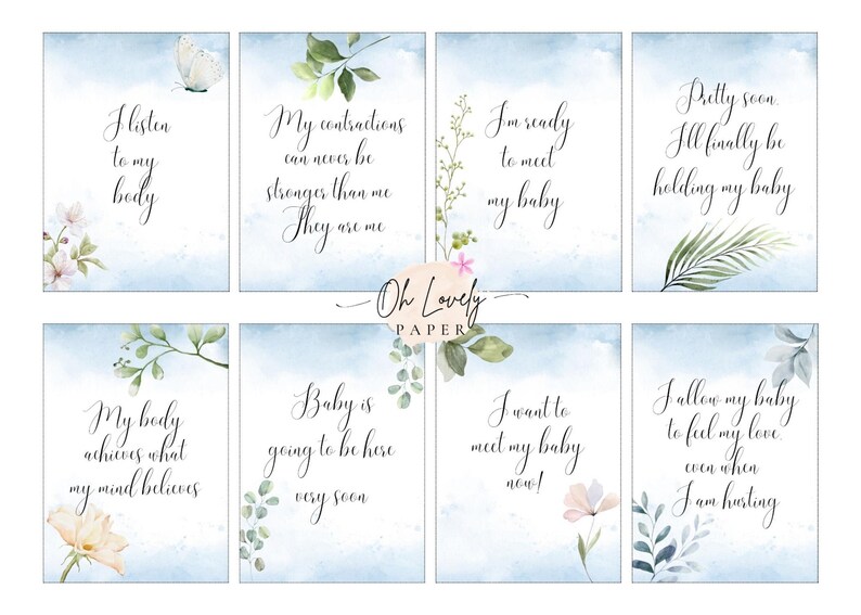 40 Birth Affirmation Cards, Printable Positive Birth Quotes, Minimalist ...