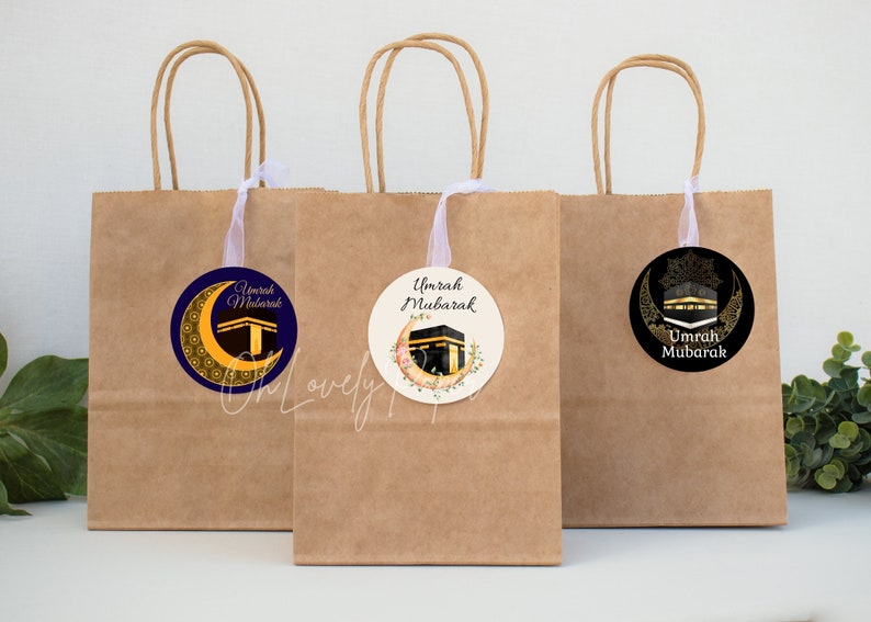 Printable Umrah Mubarak Stickers in 4 Designs, Digital Gift Labels for ...