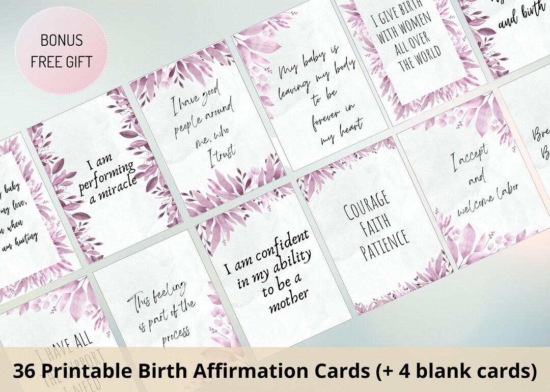 36 Printable Birth Affirmations Cards, Hypnobirthing Cards for Positive ...