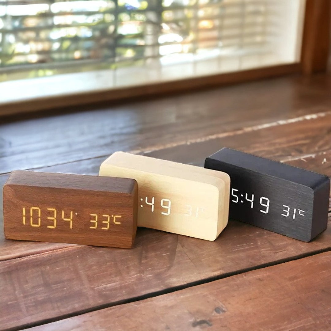 Wooden Alarm Clock LED Clock Digital Clock Wooden Clock Night Clock ...