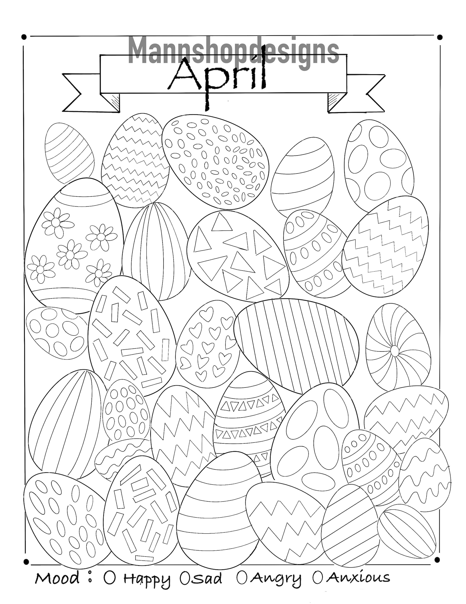 April Mood Tracker- Decorated Easter Eggs - Etsy