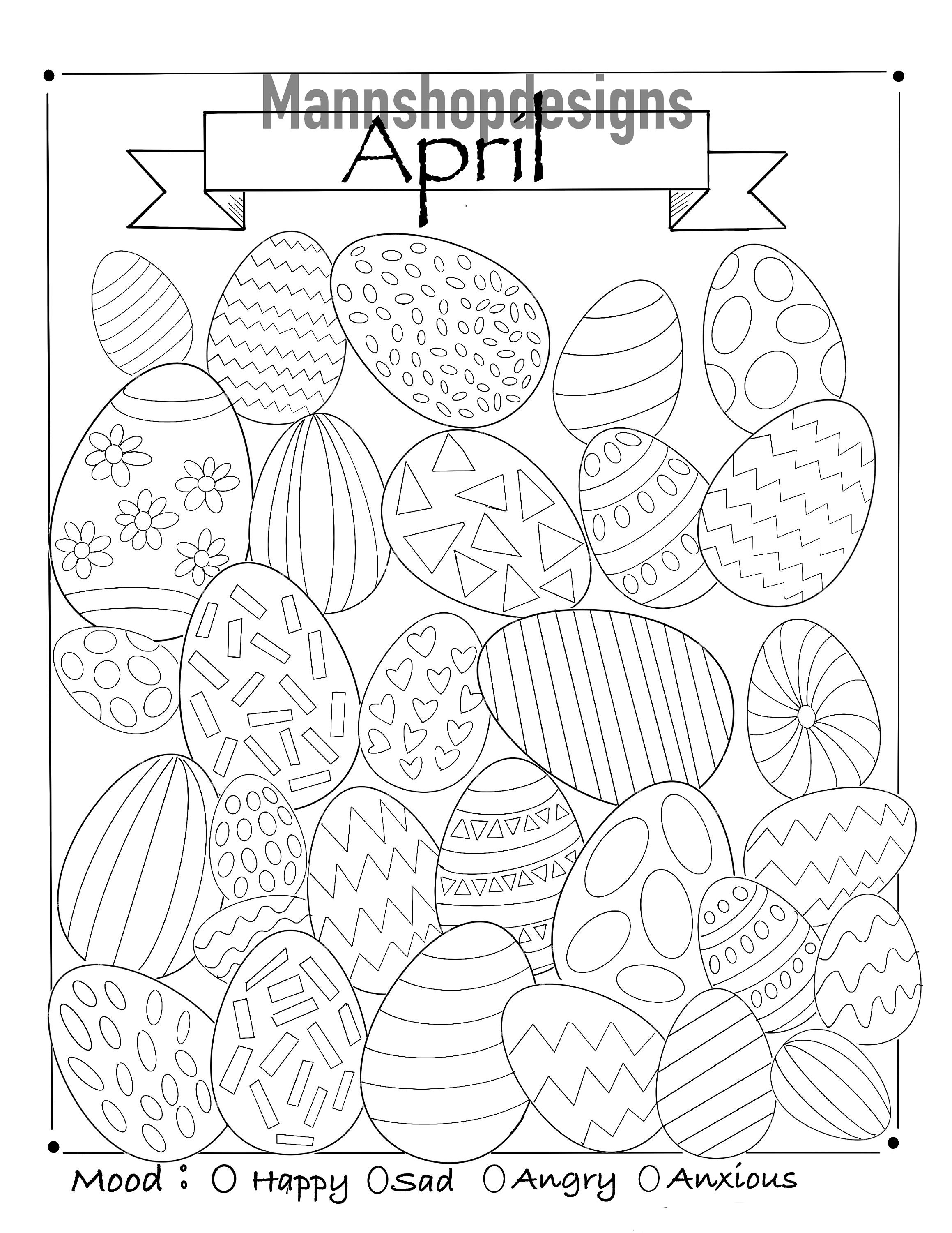 April Mood Tracker- Decorated Easter Eggs - Etsy
