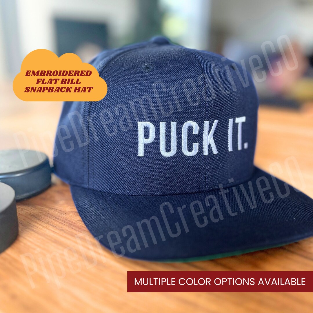 Embroidered Puck It Funny Hockey Pun Flat Bill Trucker Hat - Etsy