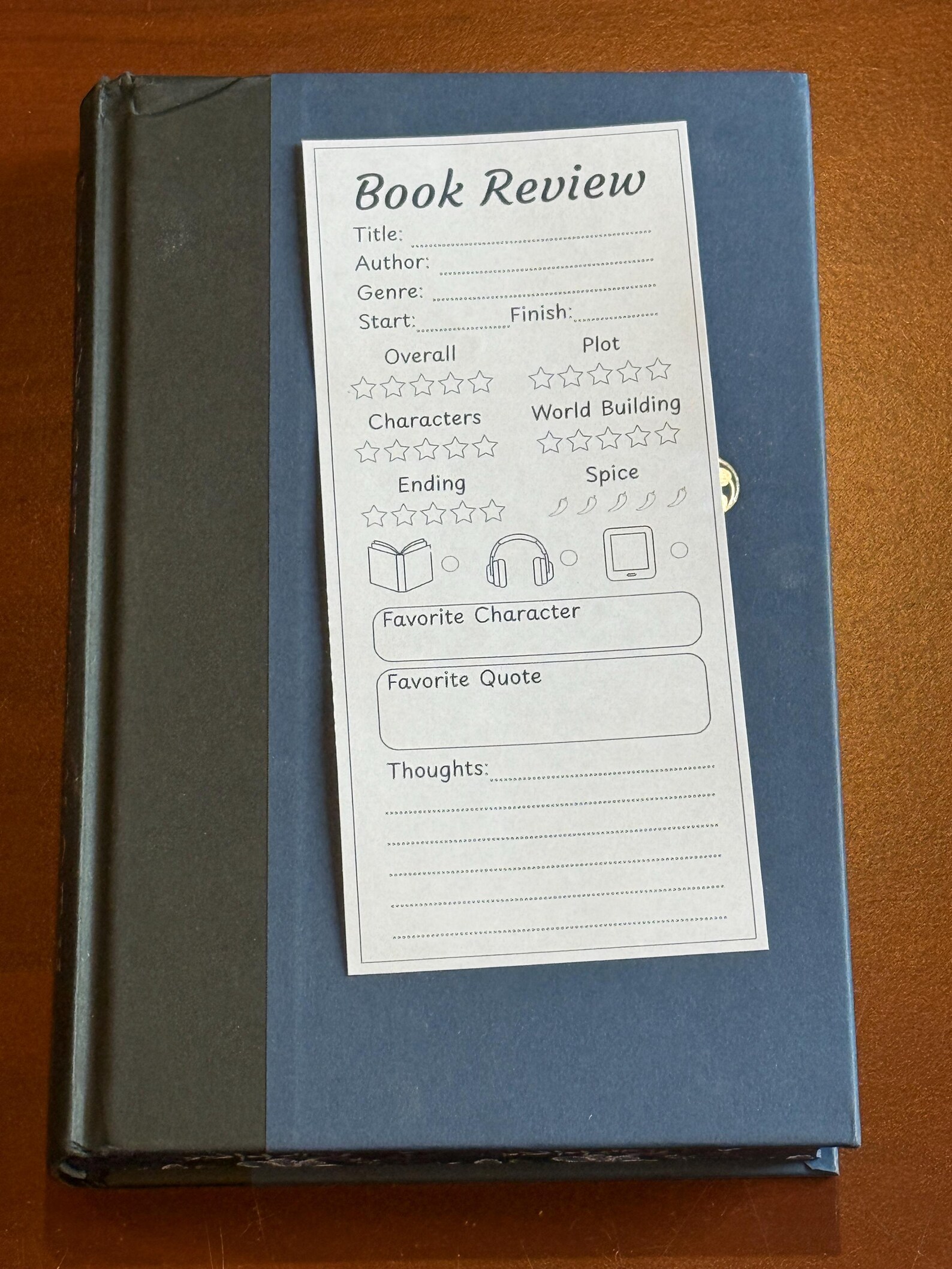 Printable Book Review Bookmark: Book Lover Gift Idea, Reading Group ...