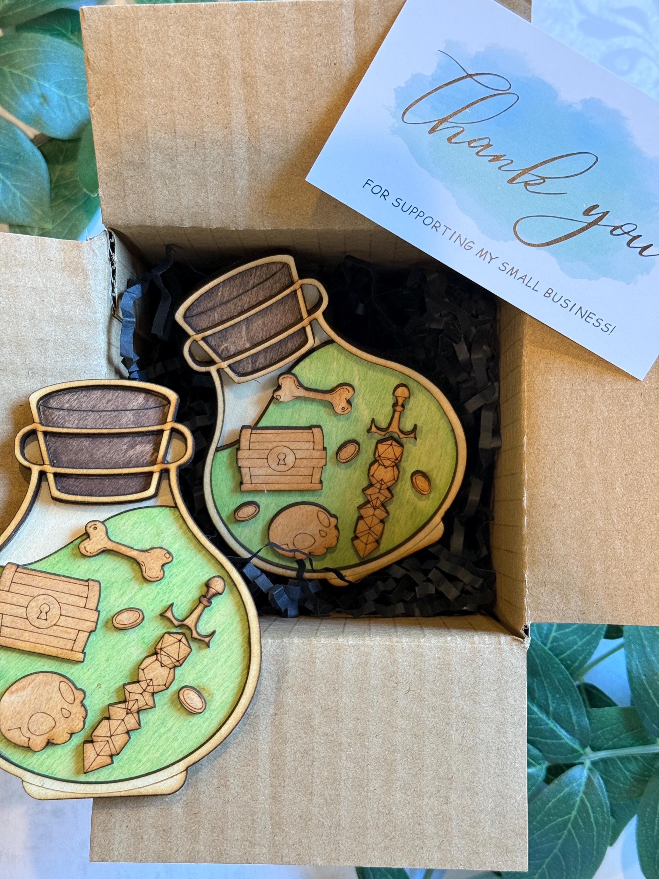 Wooden Potion Bottle Magnet Laser Cut Wood Gelatinous Cube Dungeons ...