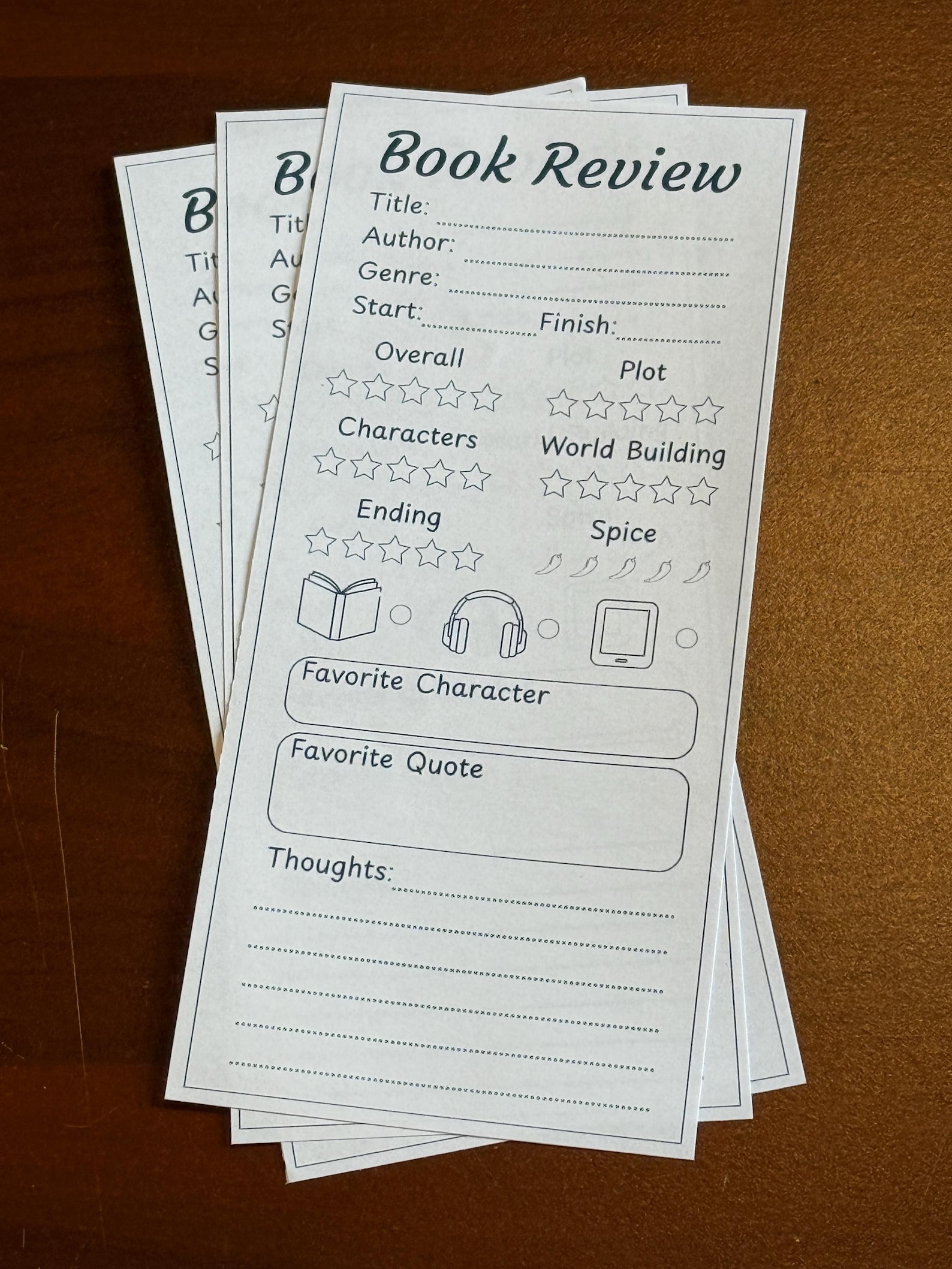 Printable Book Review Bookmark: Book Lover Gift Idea, Reading Group ...