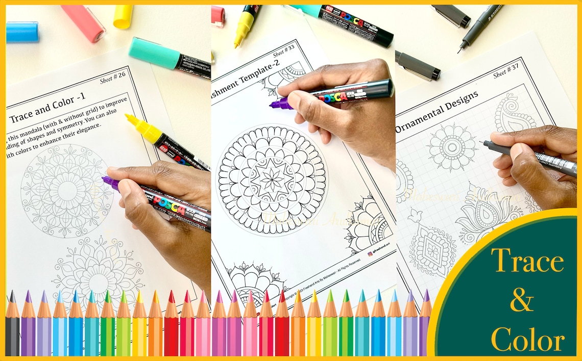 Mandala Guidance, Practice Sheets & Coloring (50 Pages), Learn to Draw ...