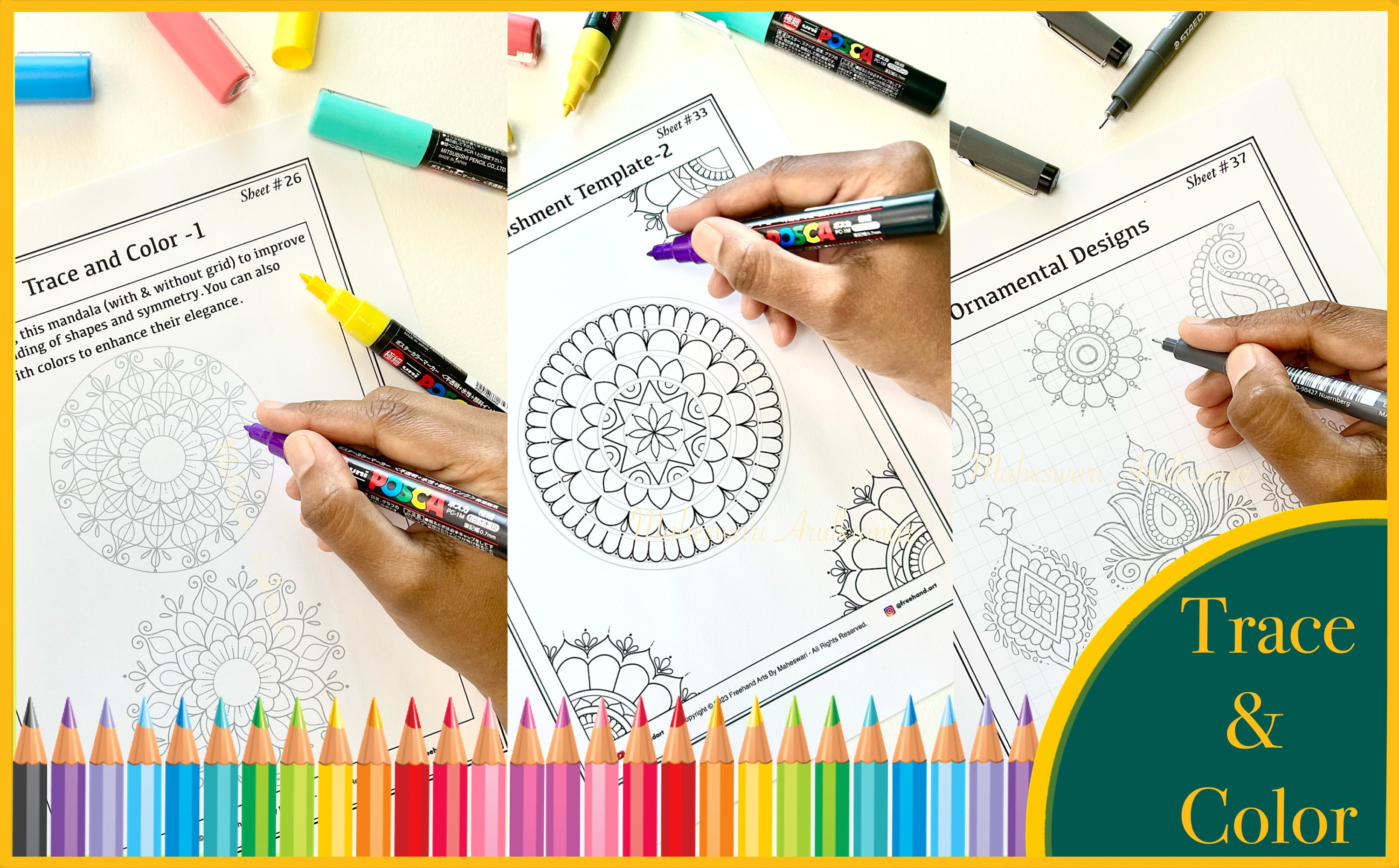 Mandala Guidance, Practice Sheets & Coloring (50 Pages), Learn to Draw ...