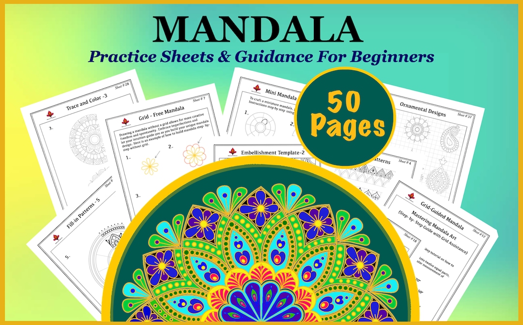 Mandala Guidance, Practice Sheets & Coloring (50 Pages), Learn to Draw ...