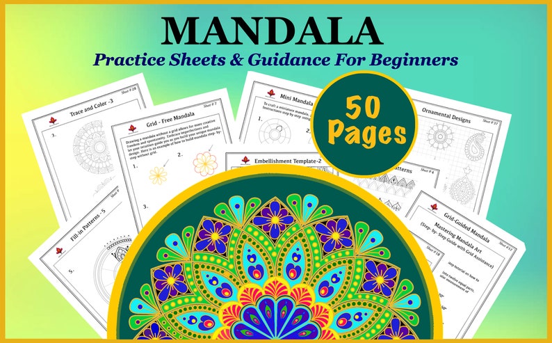 Mandala Guidance, Practice Sheets & Coloring 50 Pages, Learn to Draw ...
