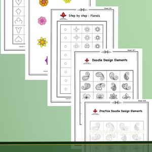 Floral Doodle Practice Sheets (40 Pages), Learn to Draw Floral Doodle ...