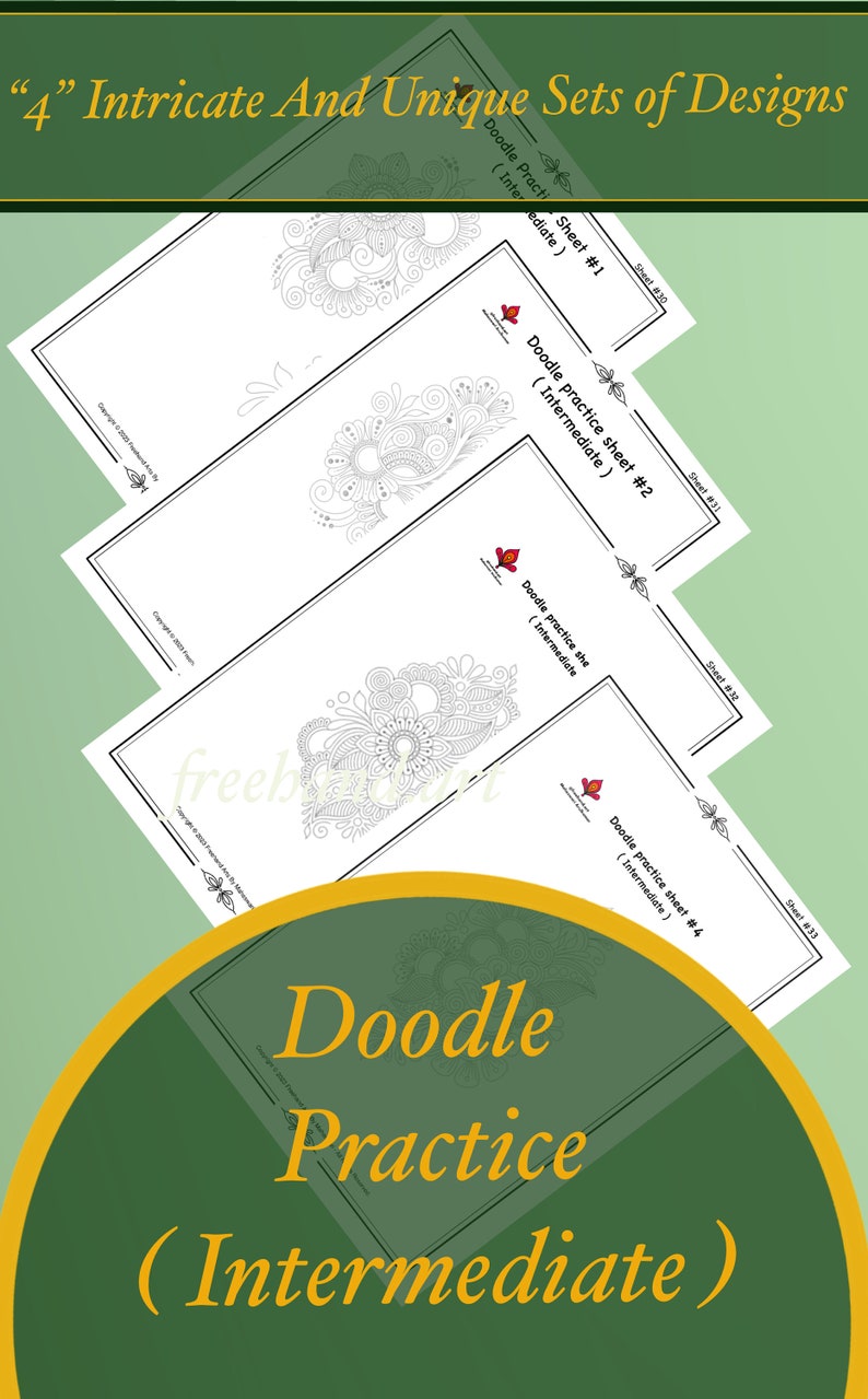 Floral Doodle Practice Sheets (40 Pages), Learn to Draw Floral Doodle ...