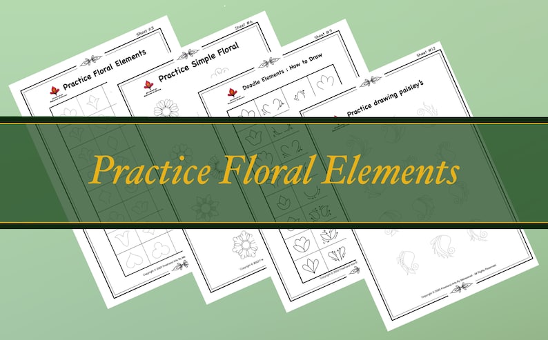 Floral Doodle Practice Sheets (40 Pages), Learn to Draw Floral Doodle ...