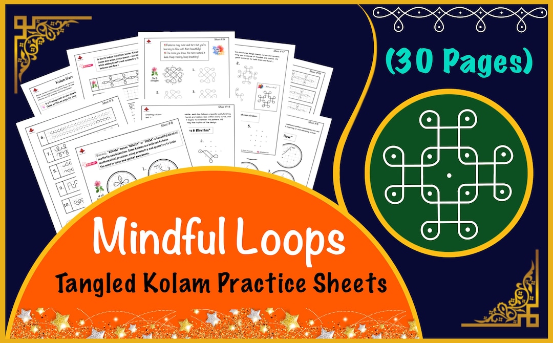Mindful Loops, Tangled Kolam Practice Templates, Unlock Calm ...