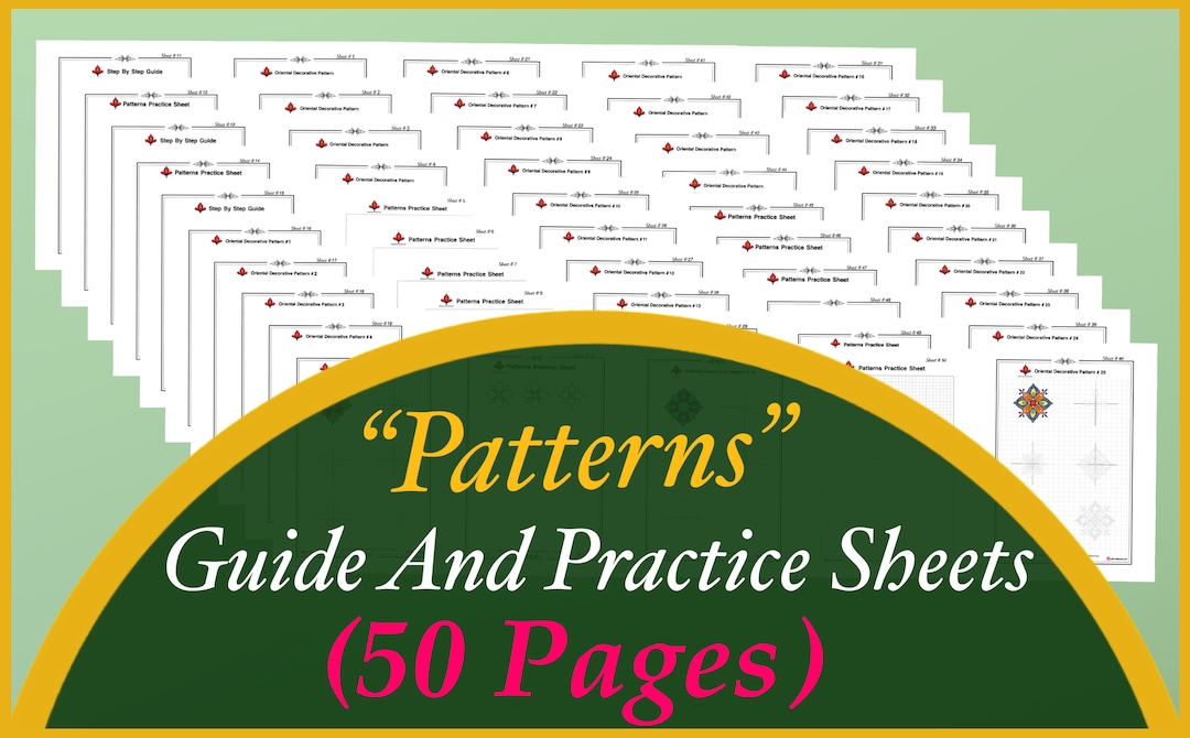 Patterns Practice Sheets and Coloring (50 Pages), Learn to Draw Mandala ...
