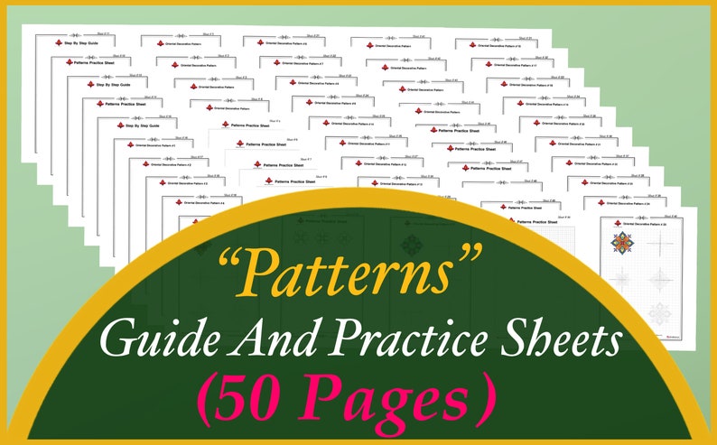 Patterns Practice Sheets and Coloring 50 Pages, Learn to Draw Mandala ...