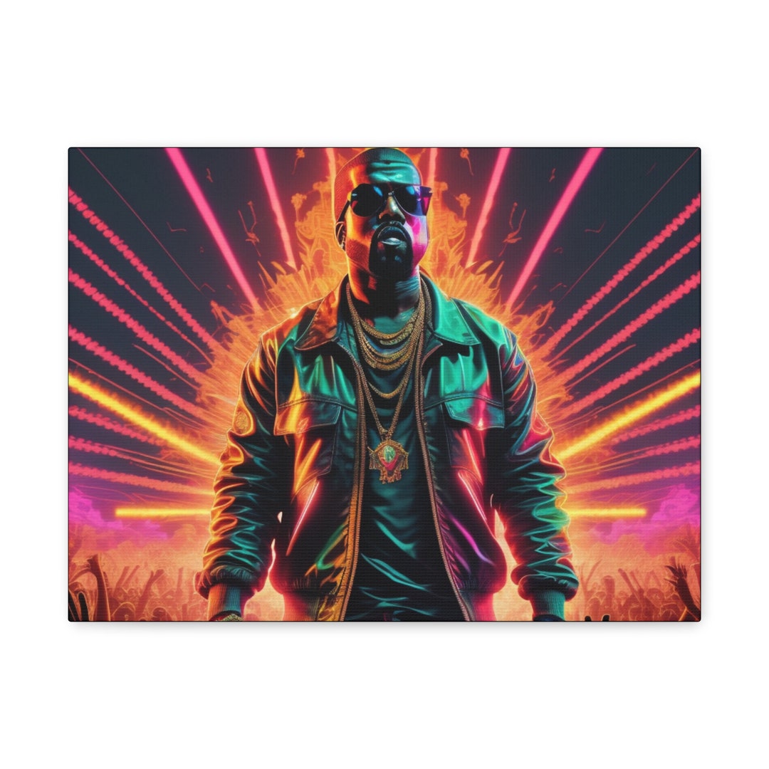 Kanye Neon Art - Canvas Gallery Wrap - Etsy