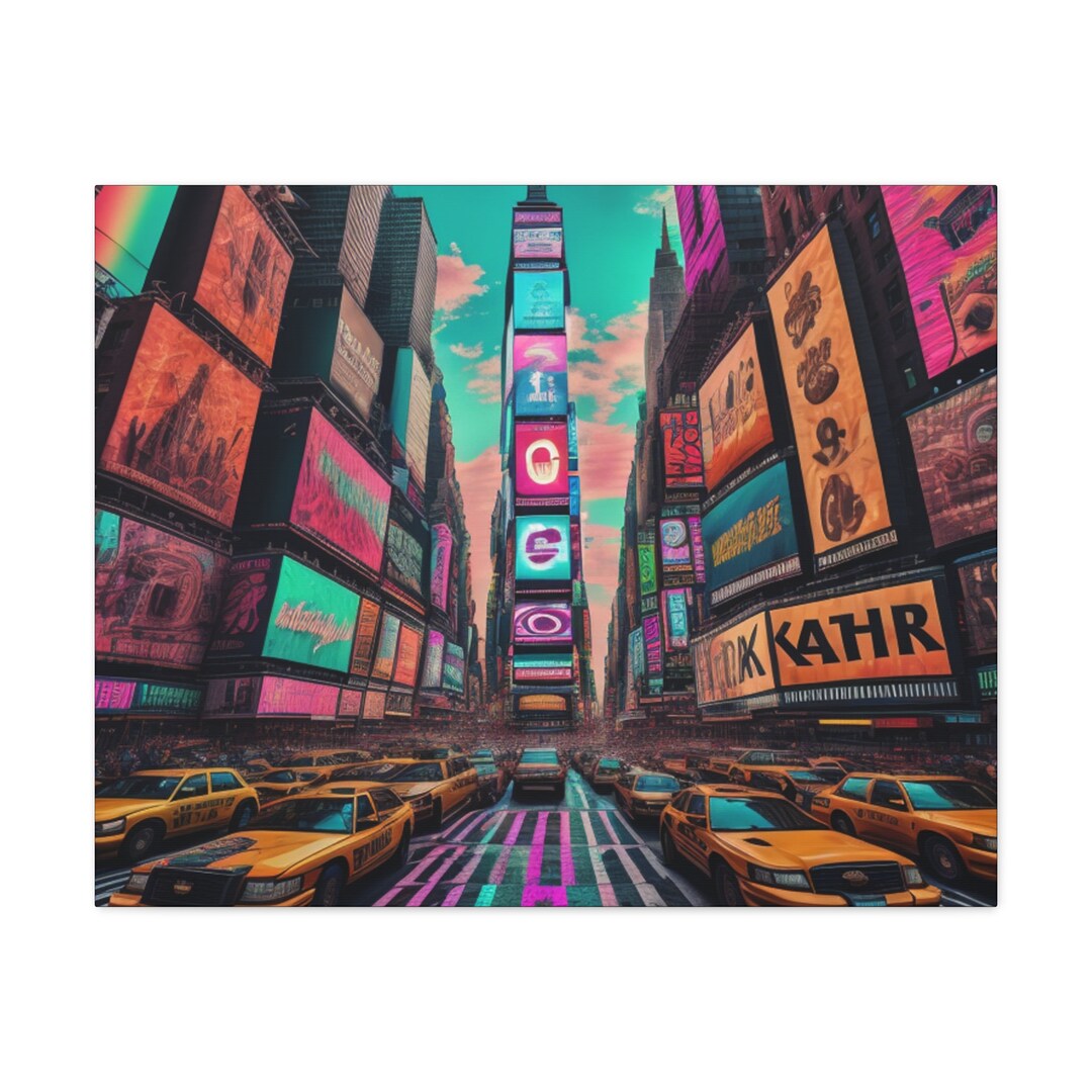 Trippy New York City Time Square Canvas Gallery Wraps - Etsy