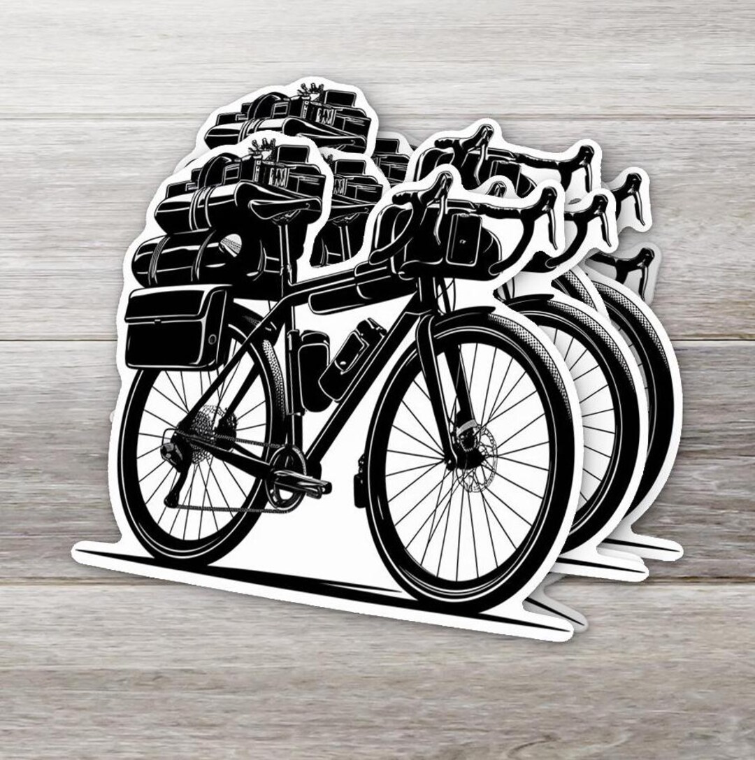 Black and White Bike Packing Sticker - Etsy