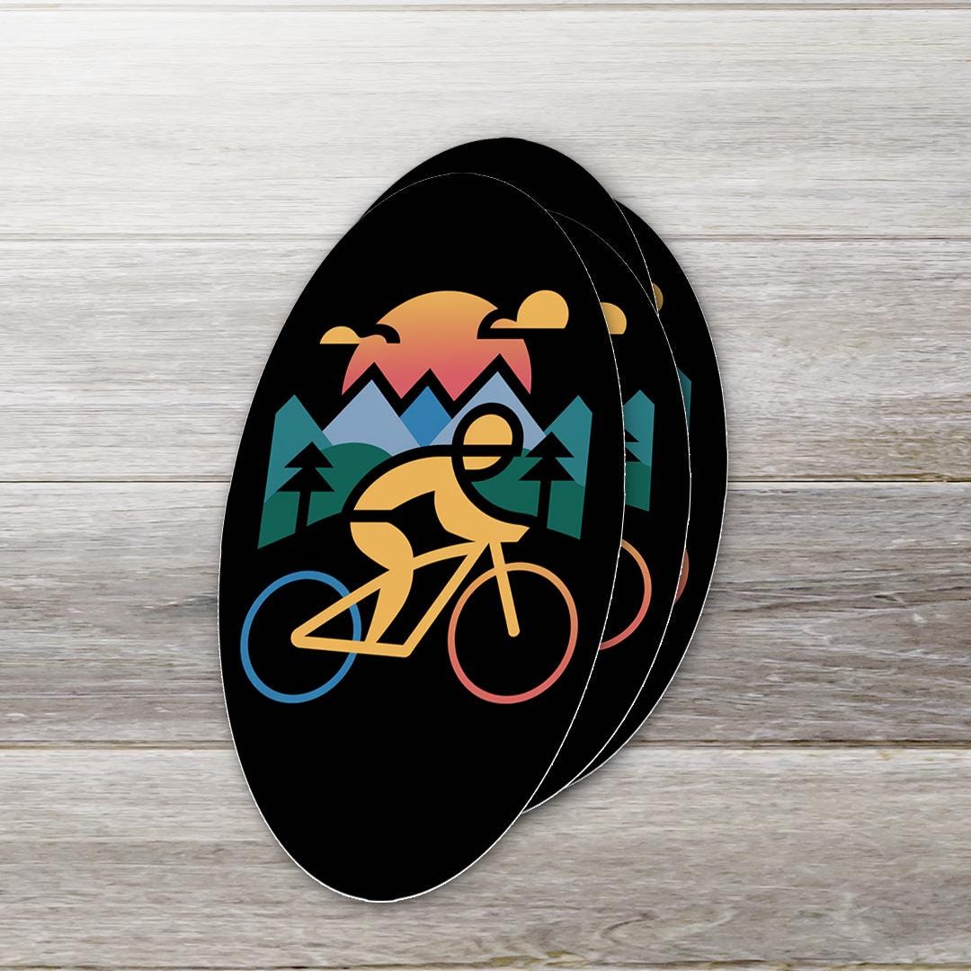 Stylized Cyclist Sticker - Etsy