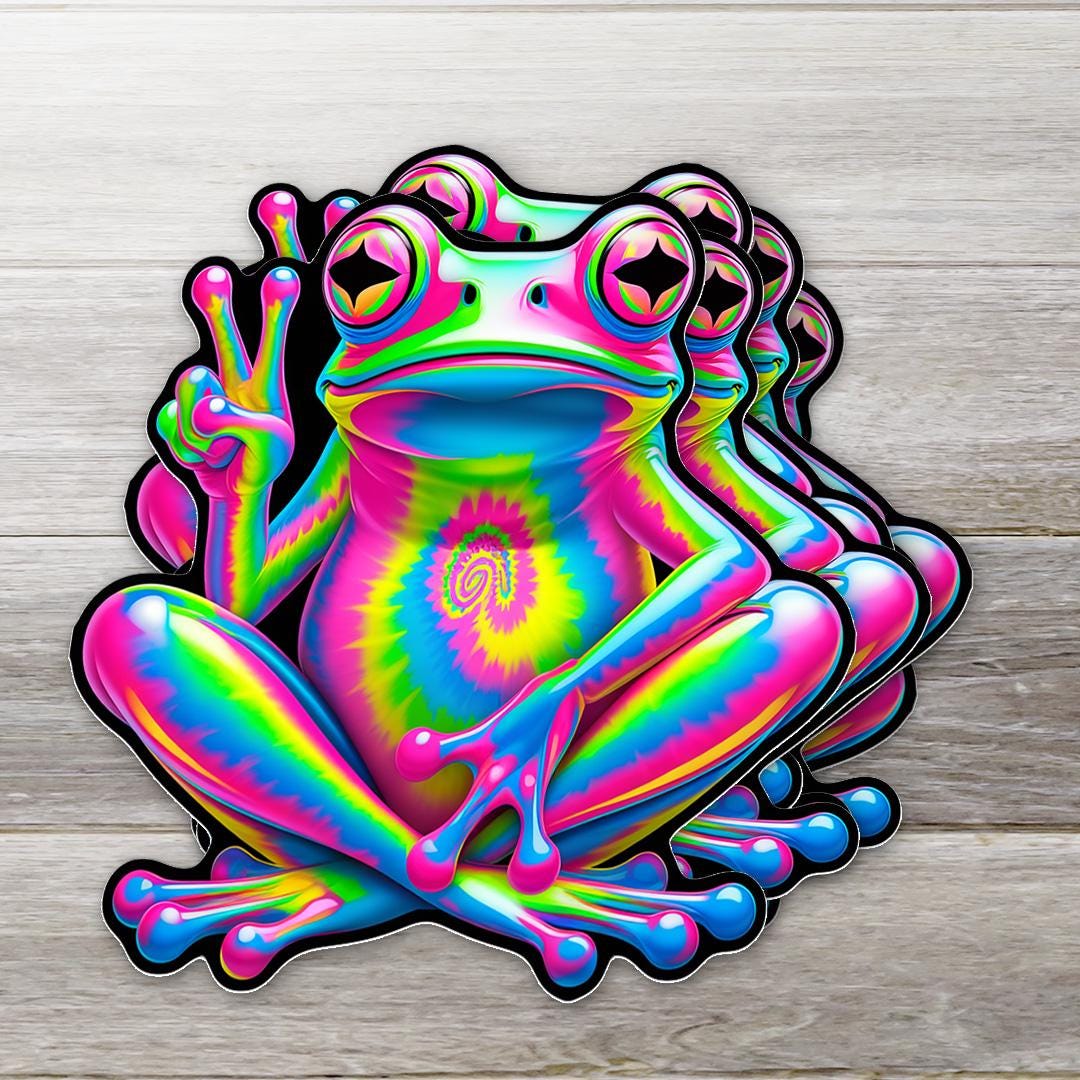 Psychedelic Peace Tree Frog Sticker - Etsy