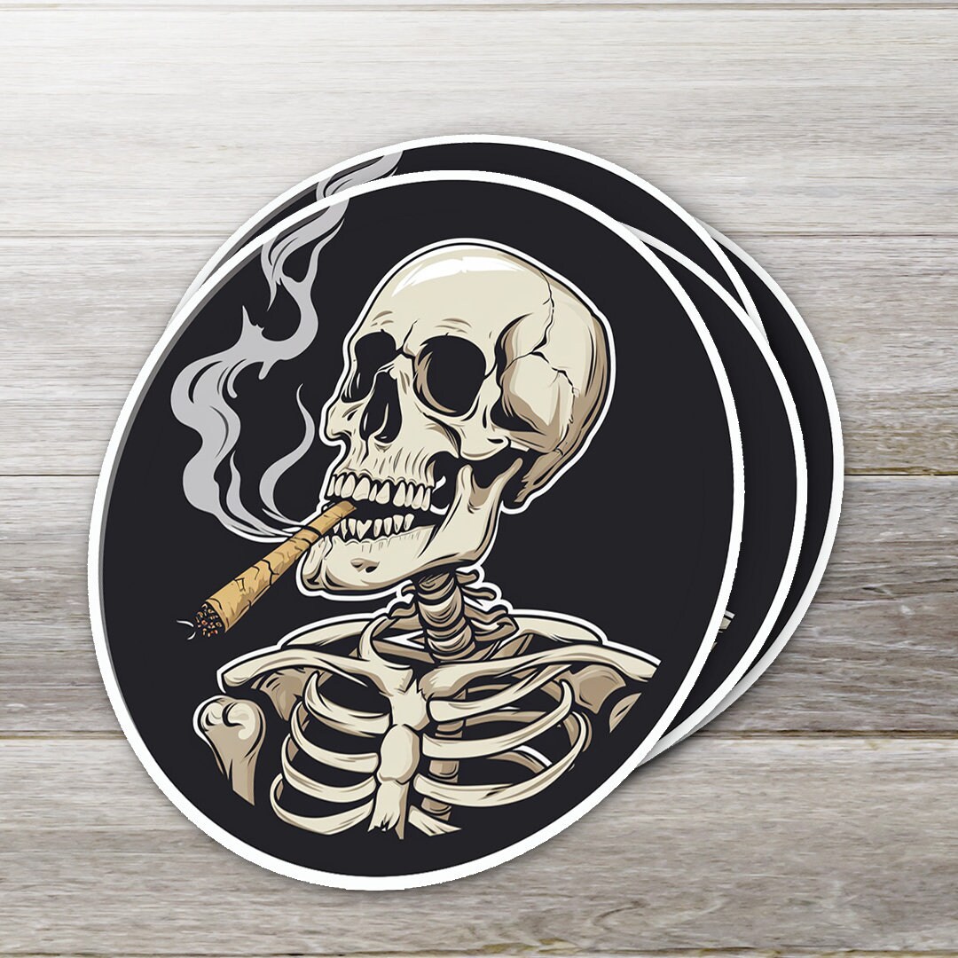 Smokin' Skeleton Sticker - Etsy
