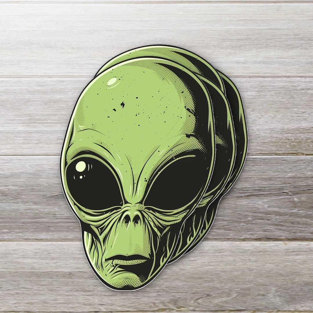 Alien Face Sticker – Fun and Durable - Etsy
