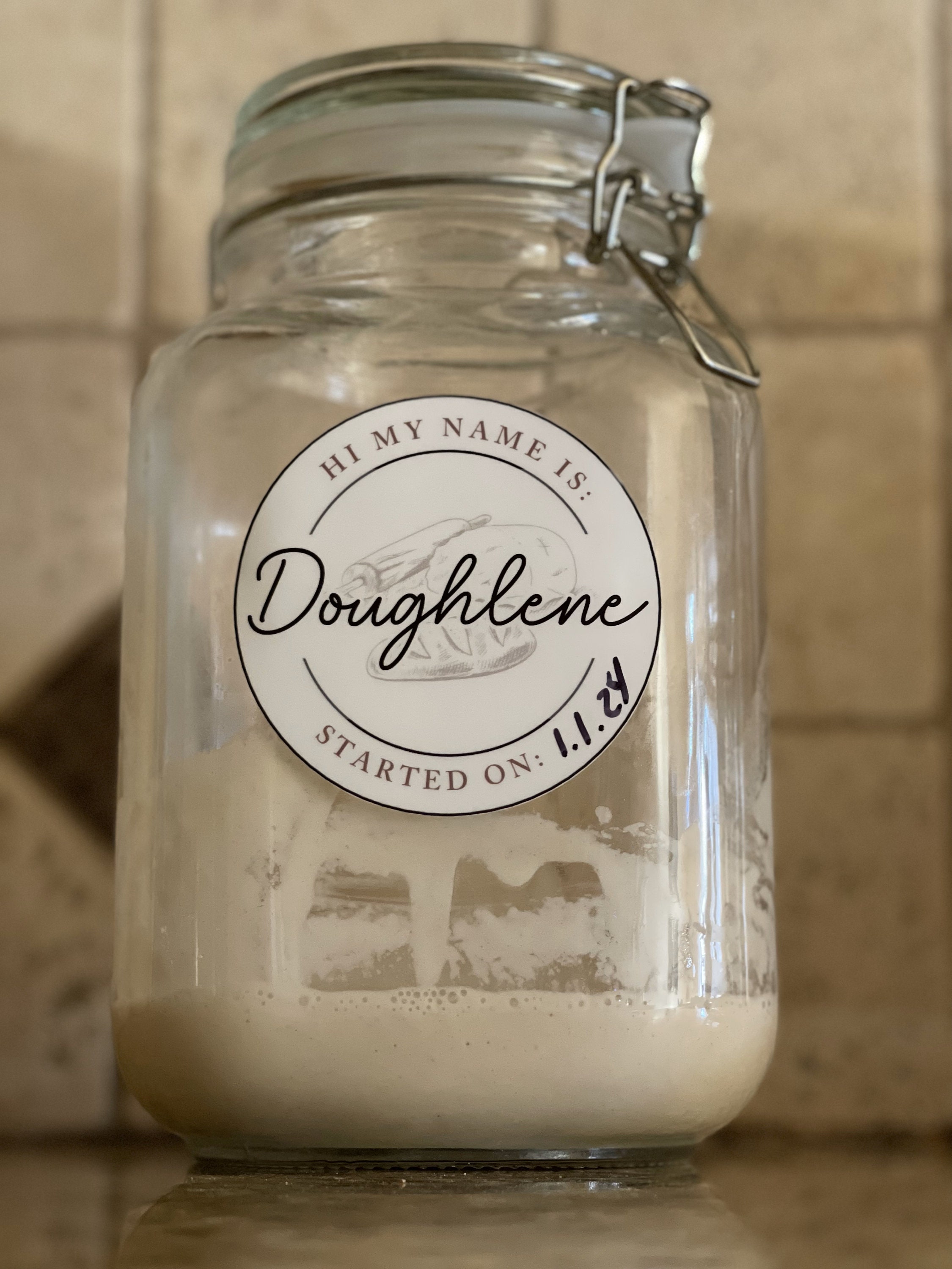 Sourdough Starter Name Stickers Hi My Name Is: Doughlene - Etsy