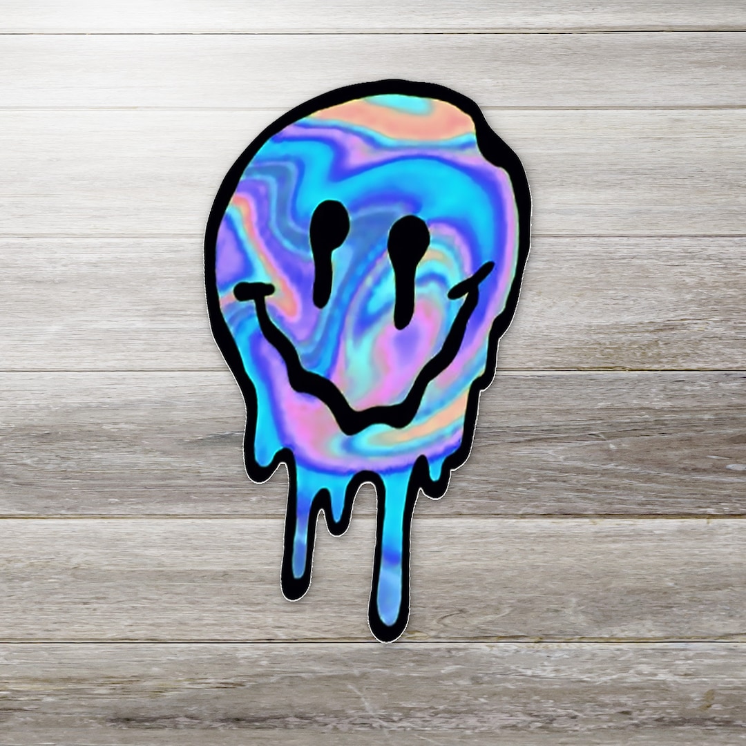 Melting Smiley Face Sticker - Etsy