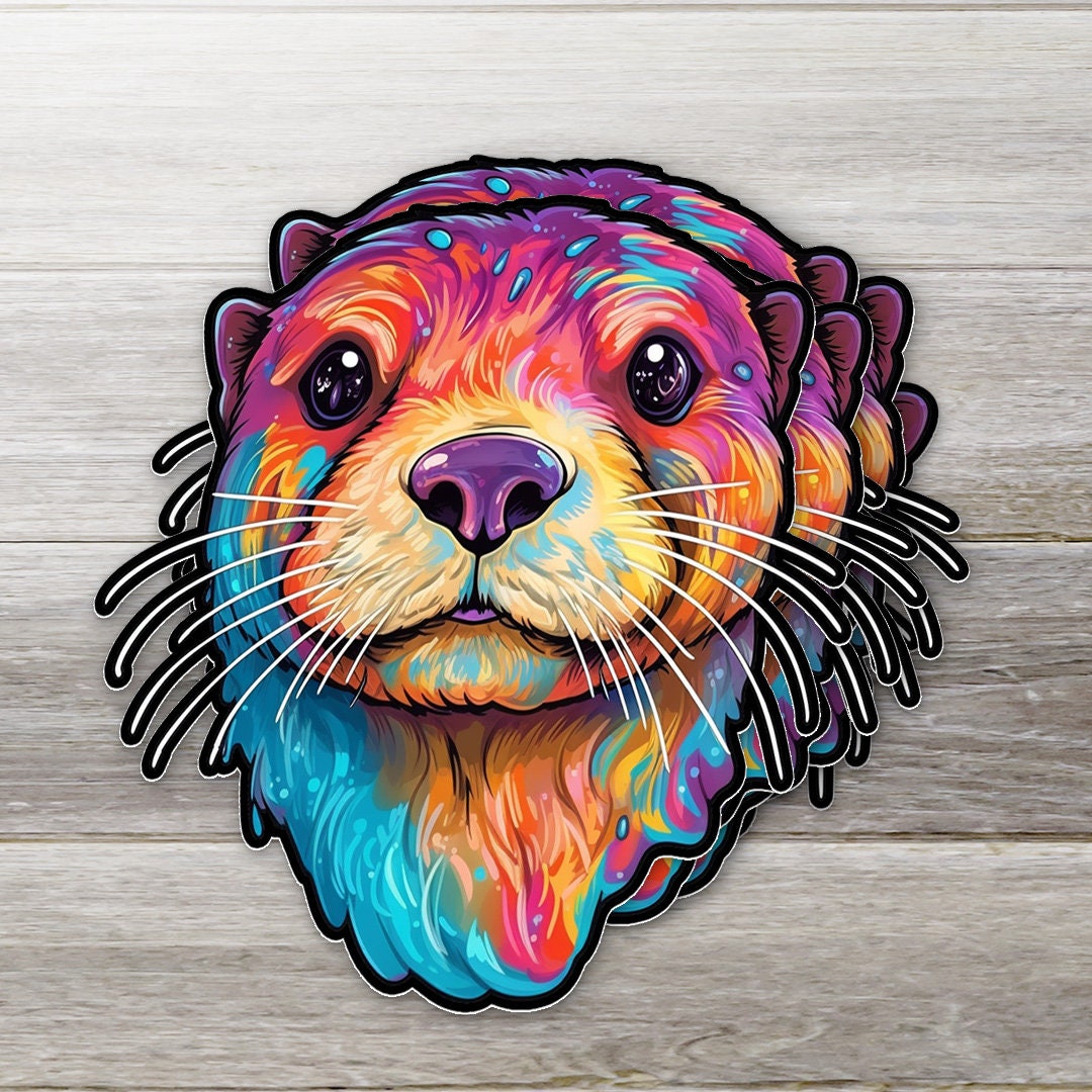 Color Splash Otter Sticker - Etsy