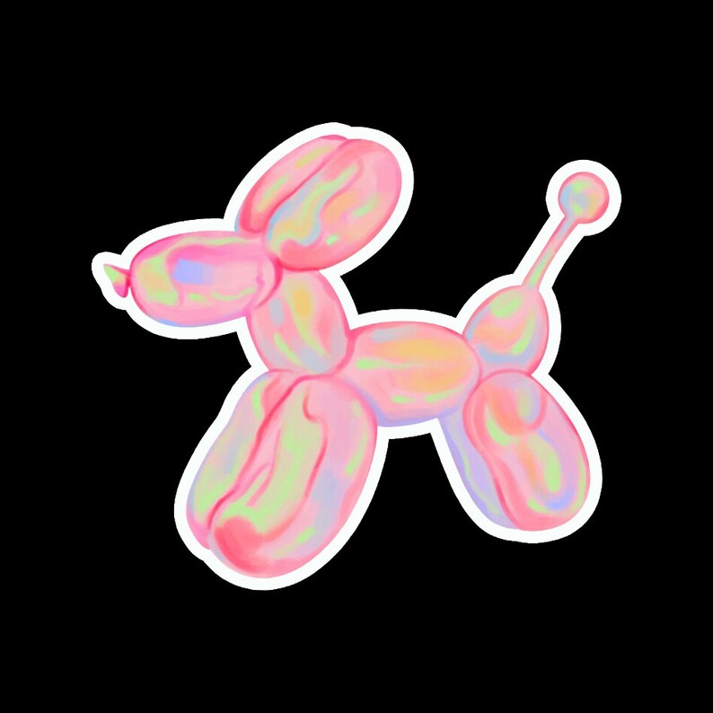 Pink Oil Slick Balloon Animal Sticker Dog - Etsy