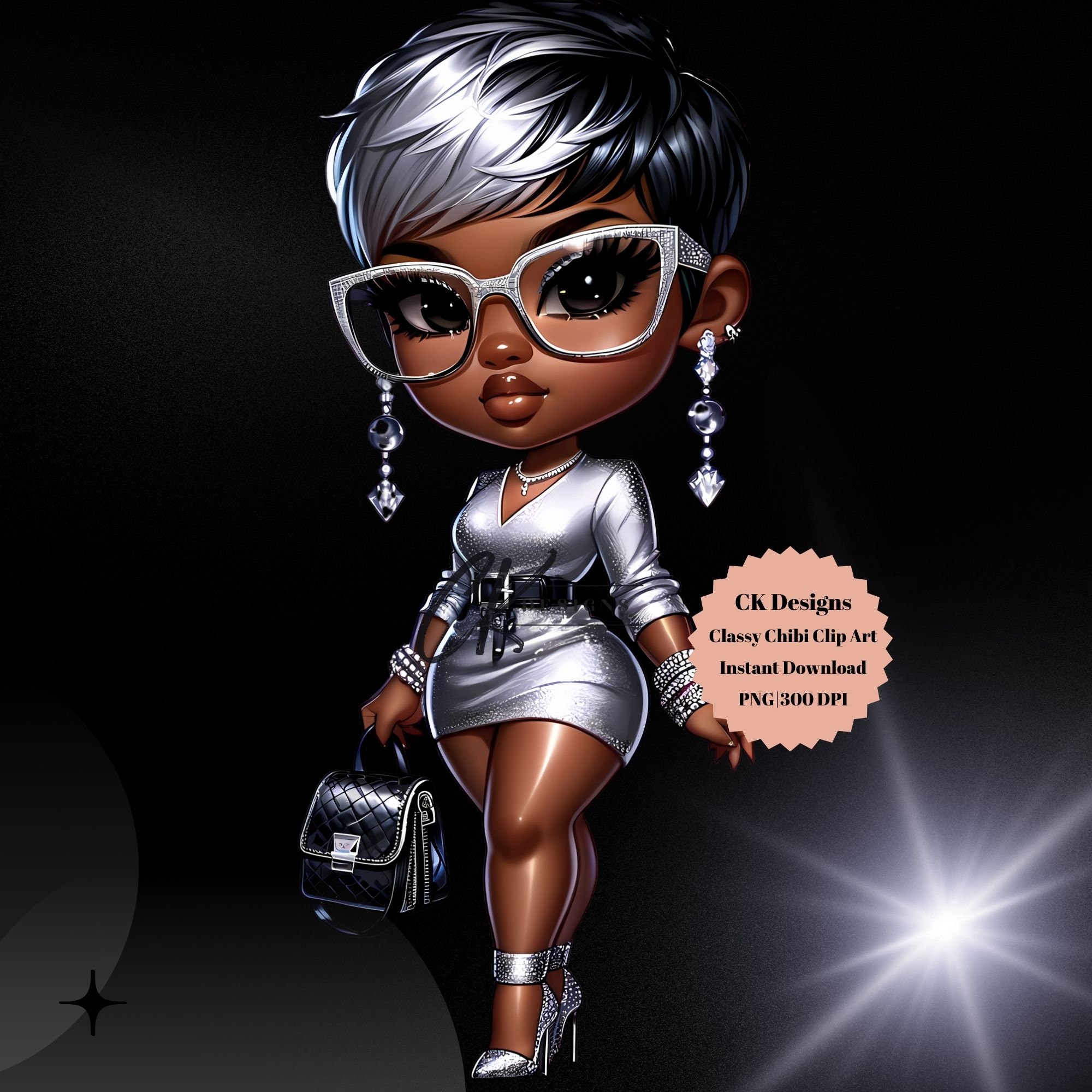 Glamorous Chibi Doll Silver Dress, Chibi Birthday Dresses Girl, Chibi ...