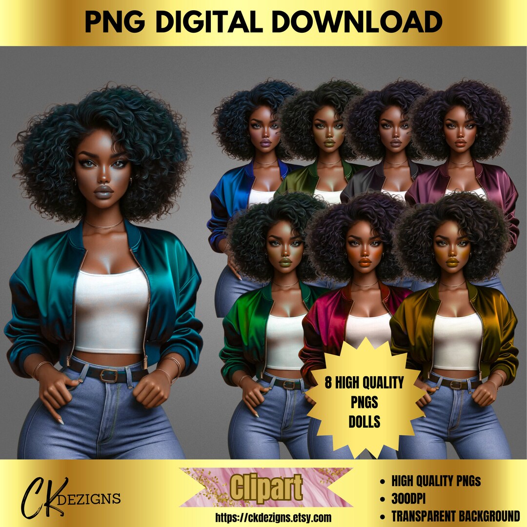 Black Woman Clipart Bundle, African American Women Clipart, Curvy Girl ...