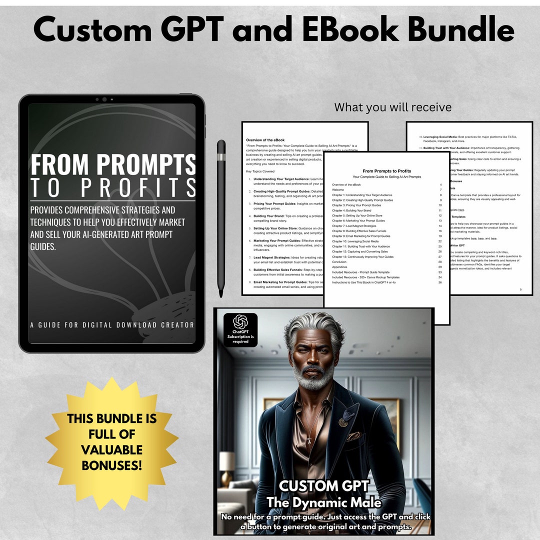 The Dynamic Male GPT & Ebook Bundle: Push Button Art Creation | A Guide to Selling AI Art ...