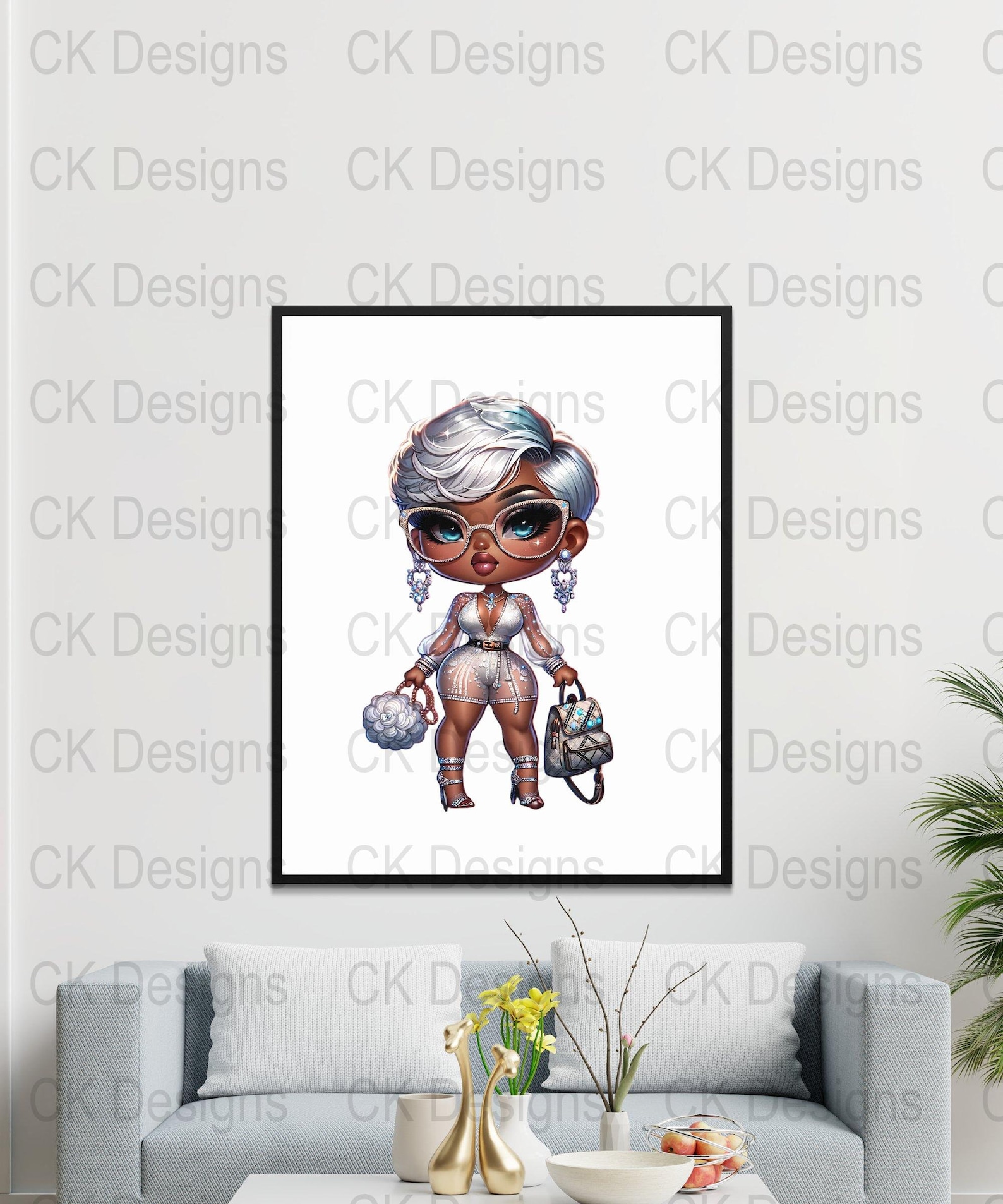 Glamorous Chibi Doll, Chibi Digital Paper Doll, Chibi Digital Clip Art ...